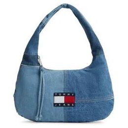 Tommy Hilfiger Schultertasche TOMMY JEANS "TJW DENIM PATCHWORK SHOULDER BAG", Damen, Gr. B/H/T: 38cm x 22cm x 0,5cm, denim, Baumwolle, Taschen Schultertasche, Damen Schultertasche, Umh&auml;ngetasche, Cross-Body Bag im Jeans-Look