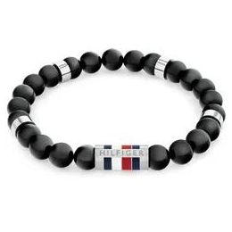 Armband Tommy Hilfiger "BEADS", schwarz, edelstahlfarben, rot, wei&szlig;, blau, schwarz, Armb&auml;nder, Damen, 18cm, Edelstahl Elasthan, Edelstahl, Elasthan, Armband, mit Sodalith oder Onyx - Emaille