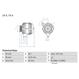 Bosch Generator 0986039760 f&uuml;r Peugeot Fiat