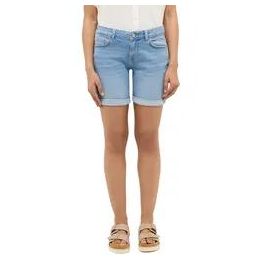 Shorts Mustang "Damen Style Bermuda", Damen, Gr. 25, 302 mittelblau, Denim/Jeans, 75% Baumwolle, 23% Polyester, 2% Elasthan, unifarben, straight fit, Hosen Shorts