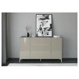 Sideboard "Reno", taupe matt lack, glas taupe glanz, B:182cm H:108cm T:42cm, Glas, Holzwerkstoff, SET ONE BY Musterring, Sideboards, Sideboard, Mit Winkelfu&szlig; in diversen Farben, 108 cm H&ouml;he & Farbauswahl