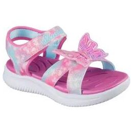 Sandale Skechers "JUMPSTERS SANDAL-BUTTERFLY BRITES", M&auml;dchen, Gr. 32, rosa, hellblau, Lederimitat, Glitzer, kontrastfarbene Details, Schuhe Sandale, Sommerschuh mit Schmetterling, Gr&ouml;&szlig;enschablone zum Download