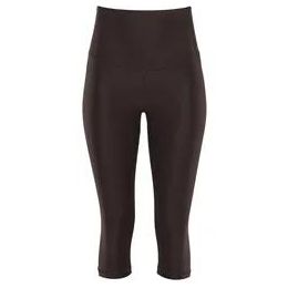 Leggings WINSHAPE "3/4 Functional Comfort HWL217C", Damen, Gr. L, Normalgr&ouml;&szlig;en, espresso, 85% Polyester, 15% Elasthan, Hosen Leggings, mit V-Shape Applikation und Core-Bund