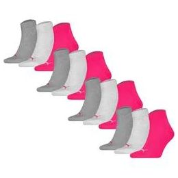 Kurzsocken Puma "Socken Quarter Plain 12P 12er Pack", Herren, Gr. 39-42, bunt (pink, grau), Obermaterial: 68% Baumwolle CO. 18% Polyamid PA. 12% Polyester PES. 2% Elasthan EL., Socken