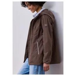 Windbreaker Street One, Damen, Gr. 42, mahogany braun, Stoff, Obermaterial: 60% Polyester, 40% Nylon; Futter: 100% Polyester, unifarben, comfort fit normal, ohne Ausschnitt, B&uuml;ndchen, Jacken Windbreaker, mit Kapuze mit Tunnelzugband