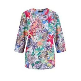 Druckbluse GOLDNER "Kurzgr&ouml;&szlig;e Blusenshirt mit Leo-Bl&uuml;ten-Muster", Damen, Gr. 22, bunt (multicolor), Obermaterial: 100% Polyester PES., normal, Sonstiges, Blusen Druckbluse, Ohne