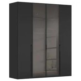 Dreht&uuml;renschrank Rauch "Schrank Garderobe SKAT SHINE Breiten 151/201/251/301cm, H&ouml;he 223/235cm", schwarz, B:201cm H:223cm T:63cm, Glas, Holzwerkstoff, Schr&auml;nke, Dreht&uuml;renschrank, edle Schrankfront mittig hochwertige Glasrahment&uuml;ren MADE IN GERMANY