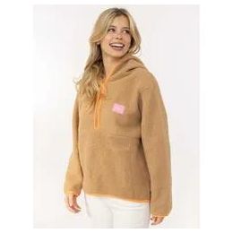 Hoodie Zwillingsherz "Zwillingsherz", Damen, Gr. XL, taupe, Obermaterial: 100% Polyester, Sweatshirts Hoodie, kuschelig, praktischer Zipper, Kontrastdetails, Kapuze, Rubberpatch
