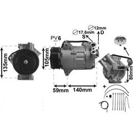 Van Wezel Kompressor, Klimaanlage 3700k437 f&uuml;r Opel