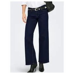 Low-rise-Jeans Only "ONLJUDY-O LW WIDE DNM RINSE TAI966", Damen, Gr. M, N-Gr, dunkelblau denim, Denim/Jeans, Obermaterial: 99% Baumwolle, 1% Elasthan, unifarben, lang, Jeans, Baumwollmischung, low waist, wide fit