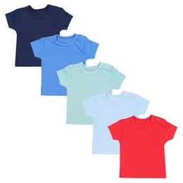 T-Shirt TUPTAM "Shirt Baby Kurzarm T-Shirt 5er Set", M&auml;dchen, Gr. 80, blau (rot dunkelblau blau gr&uuml;n hellblau), Obermaterial: 100% Baumwolle CO., Shirts T-Shirt