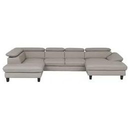 Wohnlandschaft Home Affaire "Pilot U-Form", mud, B:331cm T:108cm, Sofas, Wohnlandschaft, mit Kopfteilverstellung, wahlweise mit Bettfunktion & Bettkasten