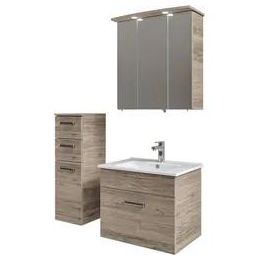 Badm&ouml;bel-Set SAPHIR "4-teilig, mit Spiegelschrank", sanremo eiche terra quer nachbildung, B:95cm H:200cm T:45cm, Kastenm&ouml;bel-Sets, Badm&ouml;bel-Set
