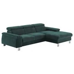 Ecksofa COTTA "Komaris L-Form, B: 244 cm", hunter, B:244cm H:72cm T:166cm, 88% POLYESTER (PES) 12% POLYAMID (PA), Sofas, Ecksofa, mit Kopfteilverstellung, optional Bettfunktion, Bettkasten & Licht