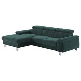 Ecksofa COTTA "Komaris L-Form, B: 244 cm", hunter, B:244cm H:72cm T:166cm, 88% POLYESTER (PES) 12% POLYAMID (PA), Sofas, Ecksofa, mit Kopfteilverstellung, optional Bettfunktion, Bettkasten & Licht