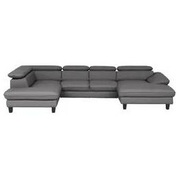 Wohnlandschaft Home Affaire "Pilot U-Form", fango, B:331cm T:108cm, Sofas, Wohnlandschaft, mit Kopfteilverstellung, wahlweise mit Bettfunktion & Bettkasten