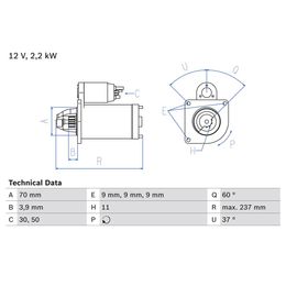 Bosch Starter 0986027000 f&uuml;r Fiat