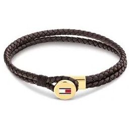 Lederarmband Tommy Hilfiger "BRUCE LEATHER", braun, gelbgoldfarben, rot, blau, wei&szlig;, Armb&auml;nder, Herren, 19cm, Edelstahl Leder, Edelstahl, Leder, Lederarmband, Emaille