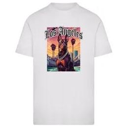 Mister Tee T-Shirt MISTERTEE "MisterTee Los Angeles Dog Tee", Damen, Gr. M, wei&szlig;, 100% Baumwolle, bedruckt, normal, Rundhals, Shirts T-Shirt