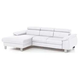 Ecksofa COTTA "Komaris L-Form, B: 244 cm", wei&szlig;, B:244cm H:72cm T:166cm, Microfaser PRIMABELLE (100% Polyester);Kunstleder SOFTLUX(100%Polyurethan);Feinstruktur (100% Polyester);Kunstleder SOFTLUX/Struktur (100%Polyurethan, 90%Polyester, 10% Polyacryl), Sofas, Ecksofa, mit Kopfteilverstellung, optional Bettfunktion, Bettkasten & Licht