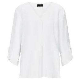 Schlupfbluse GOLDNER "Kurzgr&ouml;&szlig;e Elegante Basicbluse mit V-Ausschnitt", Damen, Gr. 23, cremewei&szlig;, Obermaterial: 100% Polyester PES., figurumspielend, V-Ausschnitt, Blusen Schlupfbluse, Krempelarm