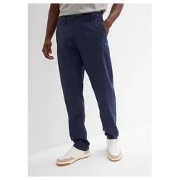 Chinohose bonprix, Herren, Gr. 64, N-Gr, dunkelblau, Web, Obermaterial: 55% Leinen, 45% Baumwolle, unifarben, washed, regular fit lang, Hosen Chinohose, aus Leinen und Baumwolle, Regular Fit, im Chino-Stil