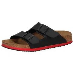 Sandale Birkenstock "Arizona SL", Damen, Gr. 39, schwarz (schwarz, rot), Obermaterial: 50% Rindsleder Leather cow. 50% Lammleder LEL., Schuhe Sandale