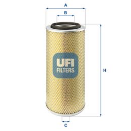 UFI Luftfilter 2780400 Filtereinsatz 351mm f&uuml;r DAF Fiat Iveco Volvo GM MAN Mercedes RENAULT STEYR VAG MWM