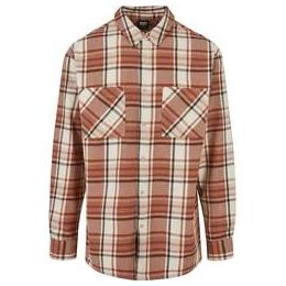 Langarmhemd Urban Classics "Urban Classics Herren Long Oversized Checked Leaves Shirt", Herren, Gr. L, US-Gr&ouml;&szlig;en, softseagrass, rot, 65% Polyester, 35% Baumwolle, Hemden