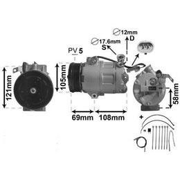 Van Wezel Kompressor, Klimaanlage 3700k427 f&uuml;r Opel