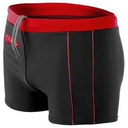 Badehose AQUARTI "Badehose Aquarti Herren Badehose Kurz mit Kontrastpaspel", Damen, Gr. L, N-Gr, grau (010 schwarz, rot), Obermaterial: 80% Polyamid PA. 20% Elasthan EL., Badehosen Badehose