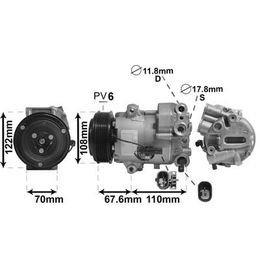 Van Wezel Kompressor, Klimaanlage 3700k605 f&uuml;r Opel