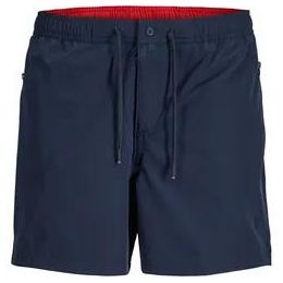 Jack & Jones Badeshorts JACK & JONES "JPSTMAUI NEO SWIM SHORTS", Herren, Gr. M, N-Gr, navy blazer, Polyester, Badehosen Badeshorts