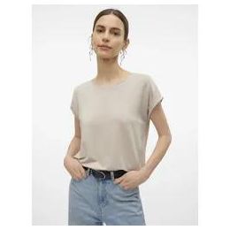 V&eacute;ro Moda Rundhalsshirt VERO MODA "VMAVA PLAIN SS TOP GAJRS NOOS", Damen, Gr. XS (34), beige (silber lining), Jersey, Obermaterial: 95% Lyocell, 5% Elasthan, unifarben, regular fit normal, Rundhals, Shirts Rundhalsshirt, Materialmix, regular fit
