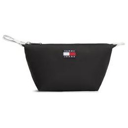 Tommy Hilfiger Kulturbeutel TOMMY JEANS "TJW ESS DAILY WASHBAG", Damen, Gr. B/H/T: 26cm x 12cm x 10cm, schwarz, Textil, Taschen Kulturbeutel, Unisex Kulturtasche, Waschbeutel mit Logo-Aufn&auml;her