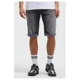 Jeansshorts CAMP DAVID, Damen, Gr. 32, Kurz, blau schwarz used jogg, Sweatware, Material: 68% Baumwolle, 16% Polyester, 14% Lyocell, 2% Elasthan, Zusatz: Enth&auml;lt nichttextile Teile tierischen Ursprungs (Badge), Abriebeffekte, comfort fit, Jeans Jeansshorts, mit breiten N&auml;hten