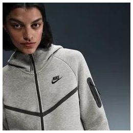 Sweatshirt Nike SPORTSWEAR "W NSW TCH FLC WR FZ HDY 2", Damen, Gr. XXL, dk grau heat, Obermaterial: 53% Baumwolle, 47% Polyester, Sweatshirts Sweatshirt, sportlicher Stil, f&uuml;r entspannte Freizeitaktivit&auml;ten