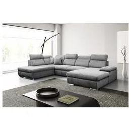 Wohnlandschaft WERK2 "Cordoba inkl. Bett, Bettkasten & Kopfteilfunktion, Breite 359 cm", grau, B:359cm H:86cm T:232cm, Sofas, Wohnlandschaft