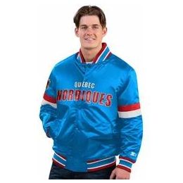 starters Bomberjacke STARTER "Starter Jacke Quebec Nordics DivePlay Satin Varsity", Herren, Gr. L, blau, Popeline;Jersey, 100% Polyester, Jacken Bomberjacke