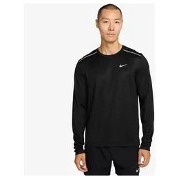 Laufshirt Nike "M NK DF UV MILER LS TOP", Damen, Gr. XL, schwarz, reflec, Obermaterial: 100% Polyester, normal, Rundhals, Shirts Laufshirt, f&uuml;r Erwachsene, Kurzarm, atmungsaktiv, schnell trocknend