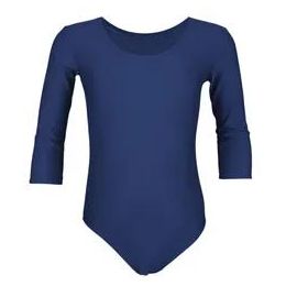 Turnanzug AQUARTI "Body M&auml;dchen Ballett Trikot 3/4 Arm", Kinder, Gr. 128, blau (dunkelblau), Obermaterial: 80% Polyamid PA. 20% Elasthan EL., Sportanz&uuml;ge