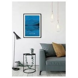 Bild Komar "Word Lake Reflection Blue", bunt (farbe bild(er): bunt), B:40cm H:50cm, Holz, Papier, Bilder, Bild, Wandbild zur Dekoration - ohne Rahmen