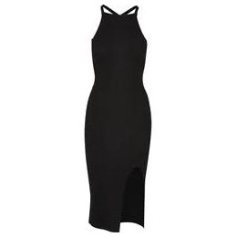 Shirtkleid Urban Classics "Urban Classics Damen Ladies Midi Rib Knit Crossed Back Dress", Damen, Gr. 4XL, US-Gr&ouml;&szlig;en, schwarz, 35% Polyacryl, 35% Viskose, 30% Polyamid, unifarben, slim fit, Kleider Shirtkleid