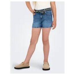 Jeansshorts KIDS Only "KOGELLA WIDE DNM SHORTS", M&auml;dchen, Gr. 128, N-Gr, light medium blau denim, Denim/Jeans, Obermaterial: 100% Baumwolle, unifarben, gerade ca. Mitte Oberschenkel, Jeans Jeansshorts