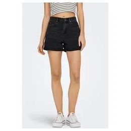 Jeansshorts Only "ONLPHINE DNM SHORTS MAS0003 NOOS", Damen, Gr. M, N-Gr, schwarz denim, Denim/Jeans, Obermaterial: 64% Baumwolle, 22% Viskose, 14% Polyester, unifarben, regular fit kurz, Jeans Jeansshorts, Baumwollmischung, regular fit
