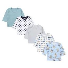 Langarmshirt TUPTAM "Shirt Baby Jungen Langarmshirt 5er Set", M&auml;dchen, Gr. 80, blau (mehrfarbig 10), Obermaterial: 100% Baumwolle CO., Shirts Langarmshirt
