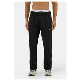 Sweathose Pegador "Logo Wide Sweat Pants", Damen, Gr. XL, N-Gr, washed schwarz, Sweatware, Obermaterial: 80% Baumwolle, 20% Polyester, unifarben, regular fit lang, Hosen Sweathose, Baumwollmischung, weit