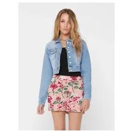 Jeansjacke Only "ONLNEW WESTA CROPPED DNM JACKET RP", Damen, Gr. 38, light blau denim, Denim/Jeans, Obermaterial: 75% Baumwolle, 24% Polyester, 1% Elasthan, unifarben, regular fit taillenlang, Jacken Jeansjacke, mit heller Waschung