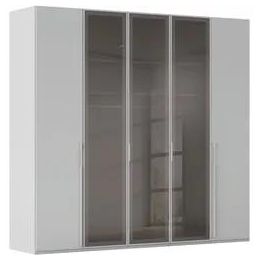 Dreht&uuml;renschrank Rauch "Schrank Garderobe SKAT SHINE Breiten 151/201/251/301cm, H&ouml;he 223/235cm", seidengrau, B:251cm H:223cm T:63cm, Glas, Holzwerkstoff, Schr&auml;nke, Dreht&uuml;renschrank, edle Schrankfront mittig hochwertige Glasrahment&uuml;ren MADE IN GERMANY