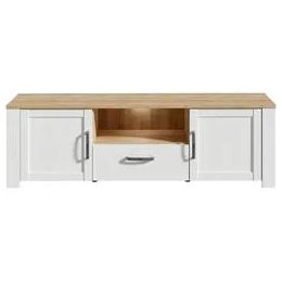 TV-Board FORTE "Bohol TV-Schrank, Stauraum, 2 farbiges Dekor, landhaus", riviera eiche, sibiu l&auml;rche hell, B:166,1cm H:51,8cm T:42cm, Spanplatte, Sideboards, TV-Board, B/H/T 166,1/51,8/42cm, 2 T&uuml;ren, 1 SK